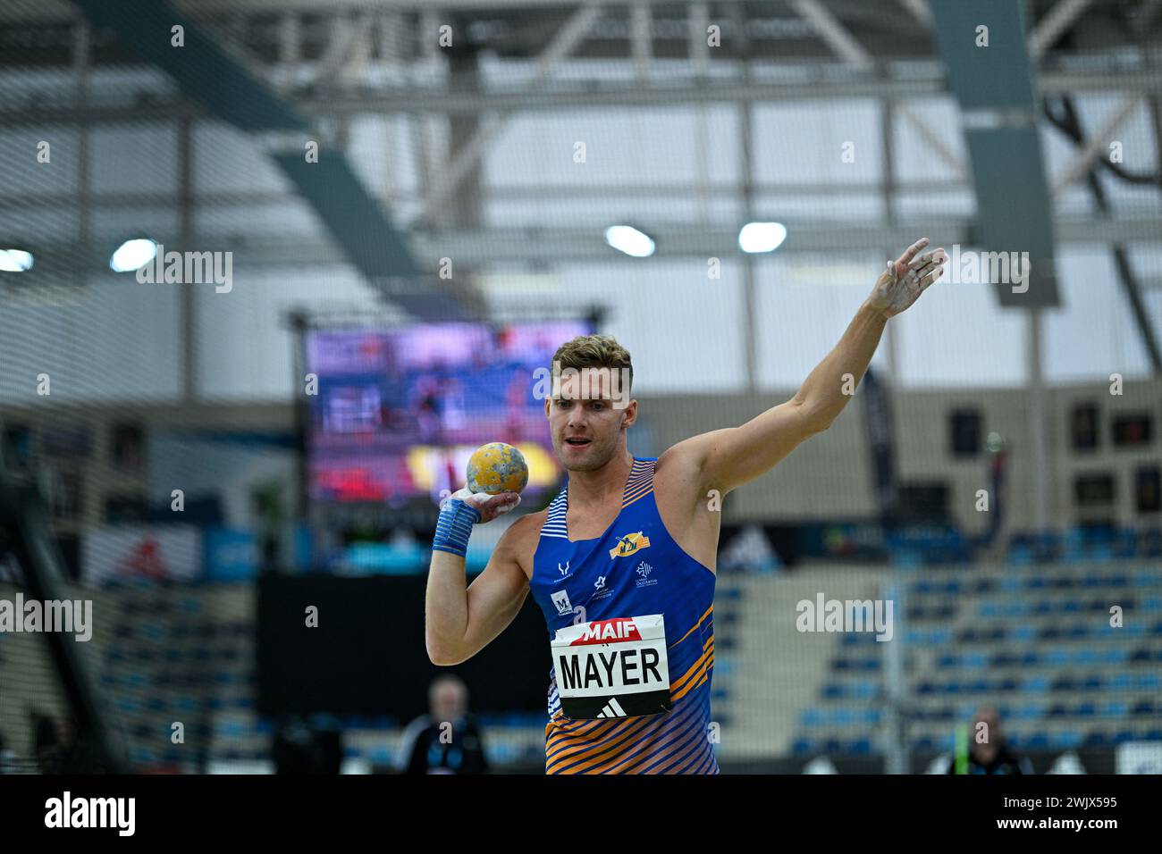 Miramas, France. 17th Feb, 2024. Kevin Mayer, world record-holder in ...