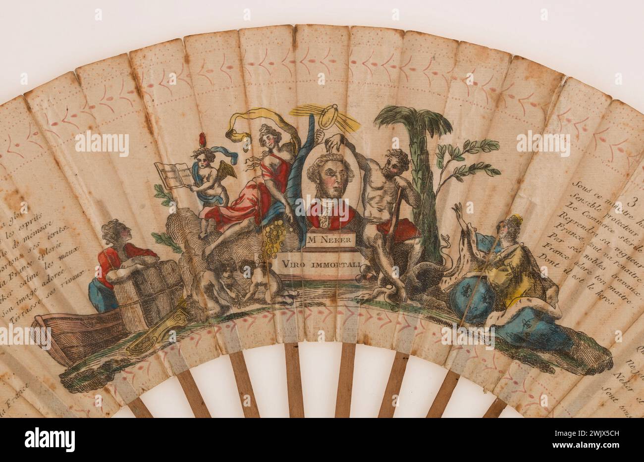 Eventail: "Neker in a portrait framed by symbols of strength and ...