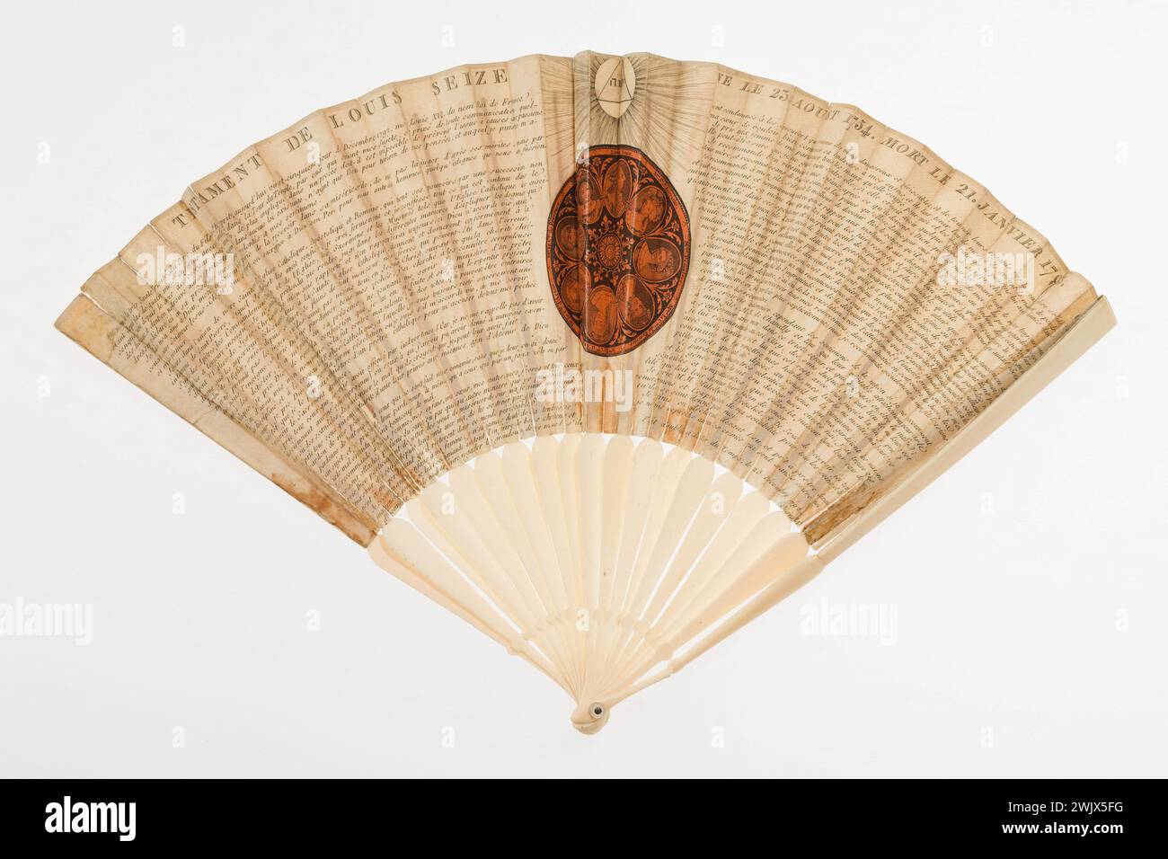 EVENTAIL. will of Louis XVI; Medallions with portraits of the royal ...