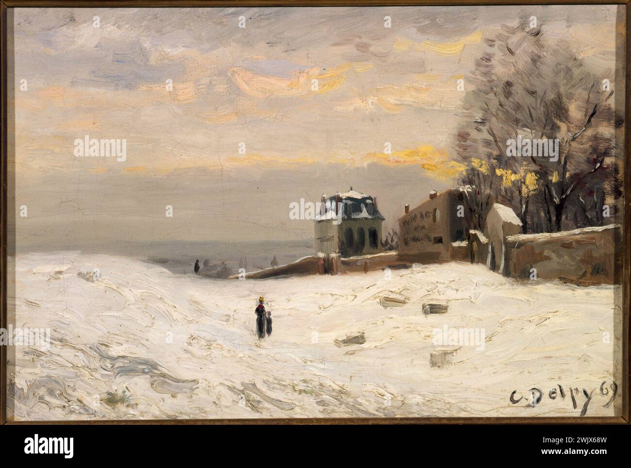 Hippolyte Camille Delpy (1842-1910). Snow in Montmartre. Paris (18th ...