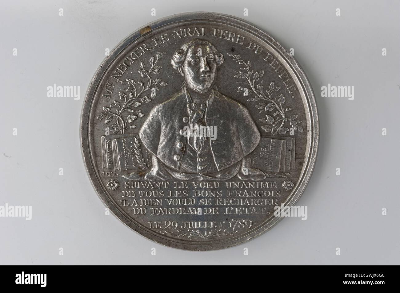 Carnavalet museum, medal collection Bust of Necker from the front Stock ...