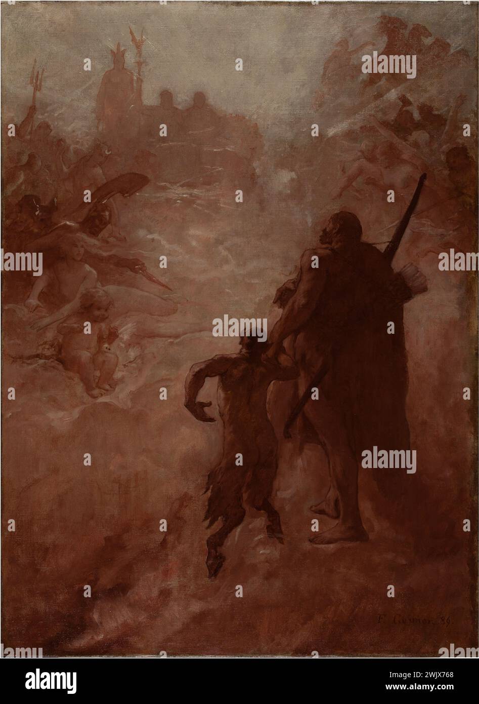 Fernand Cormmon (1854-1924). "Satyr. The legend of centuries". Oil on ...