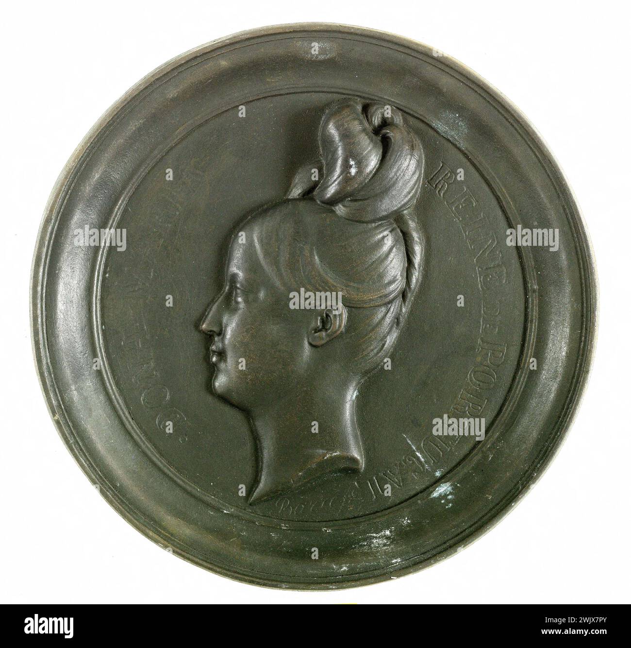 Rod. Medal. Dona Maria Reine from Portugal. Metal, bronze. Nineteenth ...