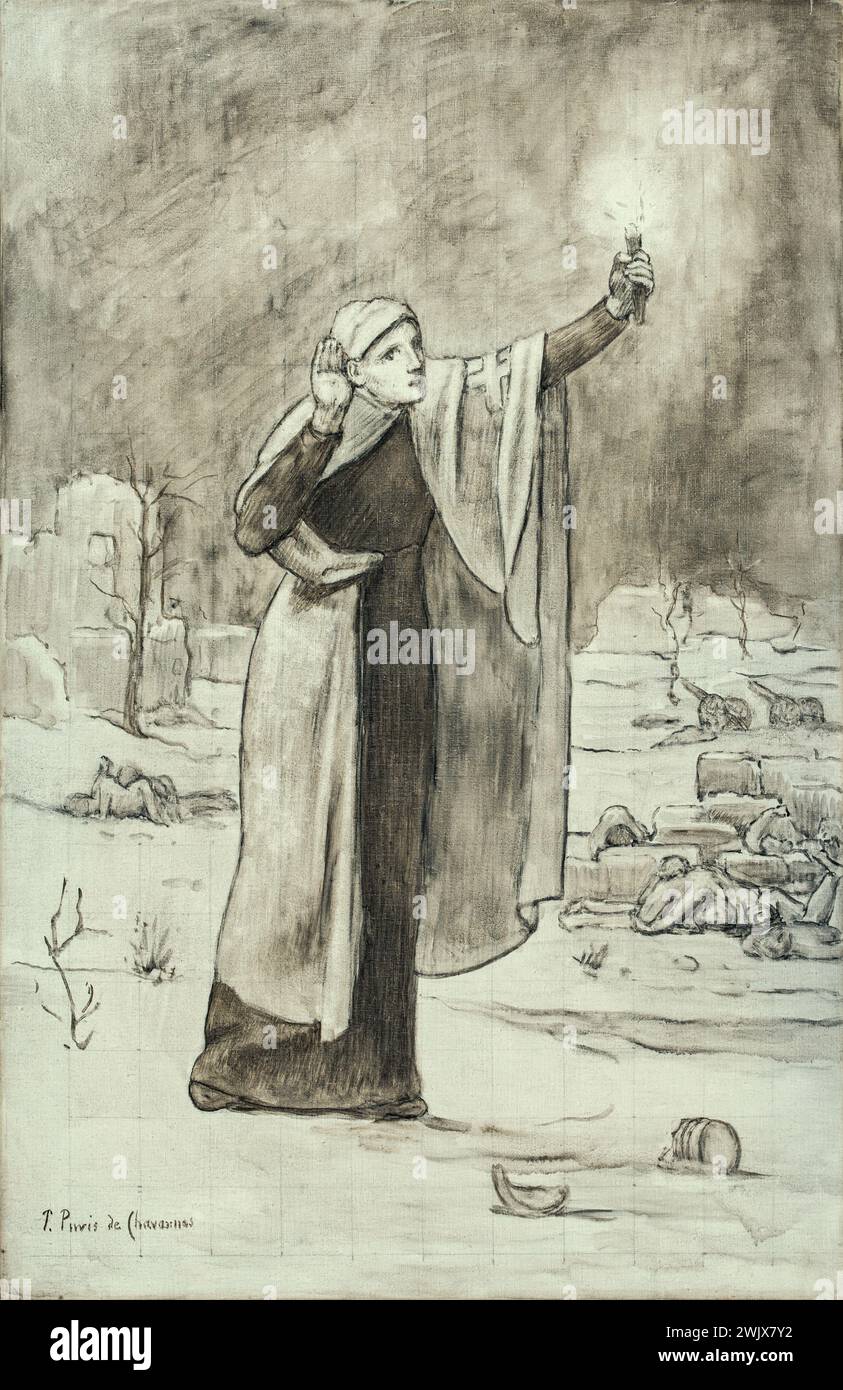 Pierre Puvis de Chavannes (1824-1898). "The Red Cross". Oil on canvas ...