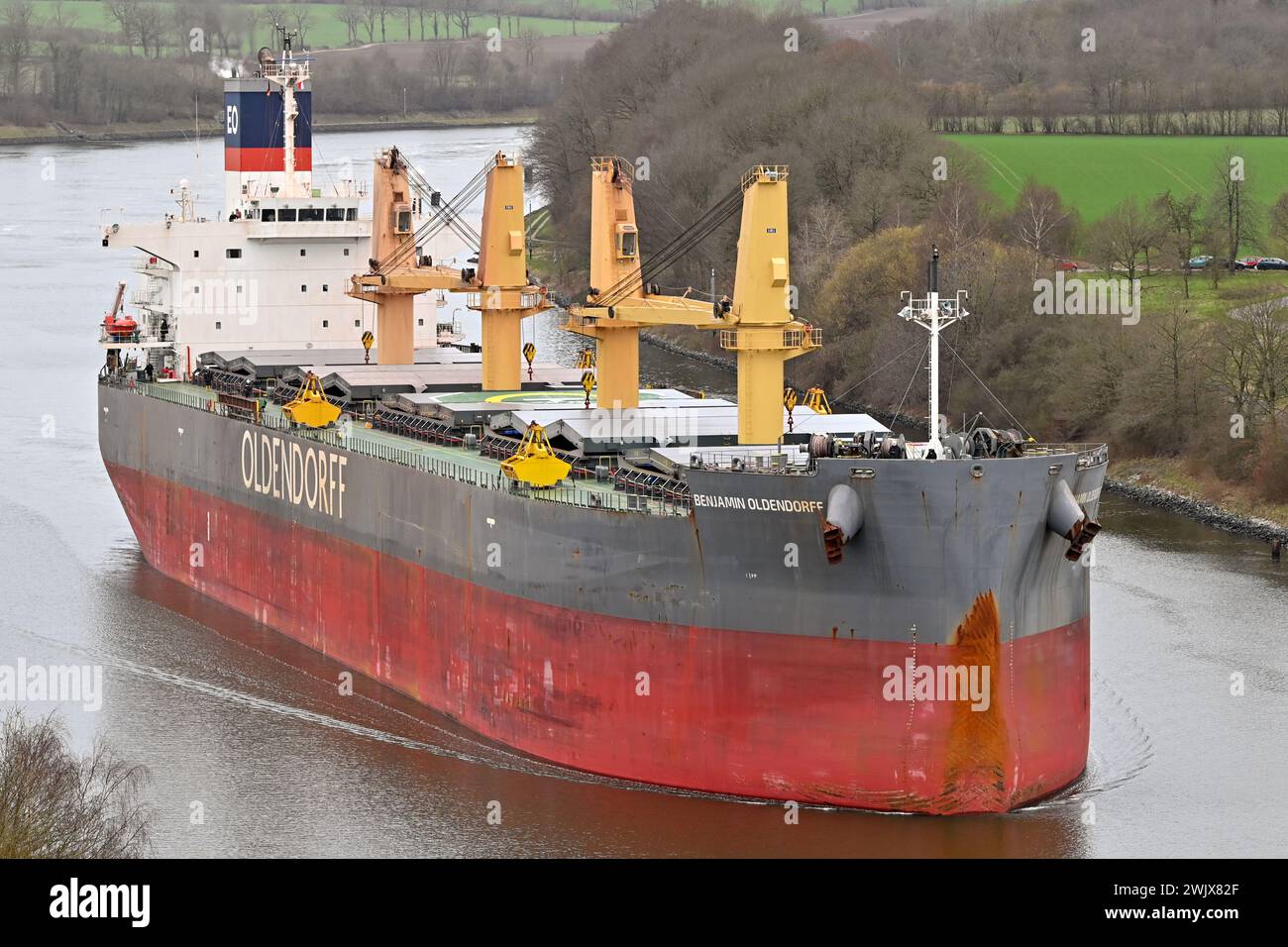 Bulkcarrier BENJAMIN OLDENDORFF passing the Kiel Canal Stock Photo - Alamy