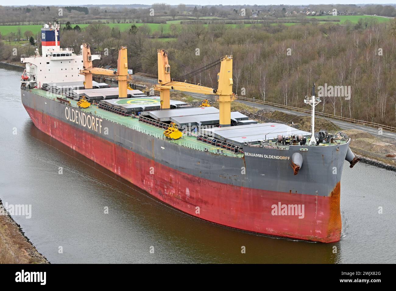 Bulkcarrier BENJAMIN OLDENDORFF passing the Kiel Canal Stock Photo - Alamy
