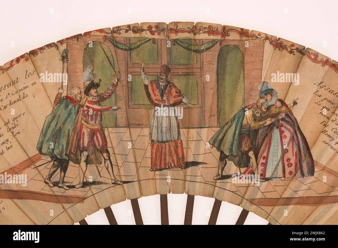 EVENTAIL. Paper, gouache engraving, tinted wood. Paris, Carnavalet ...