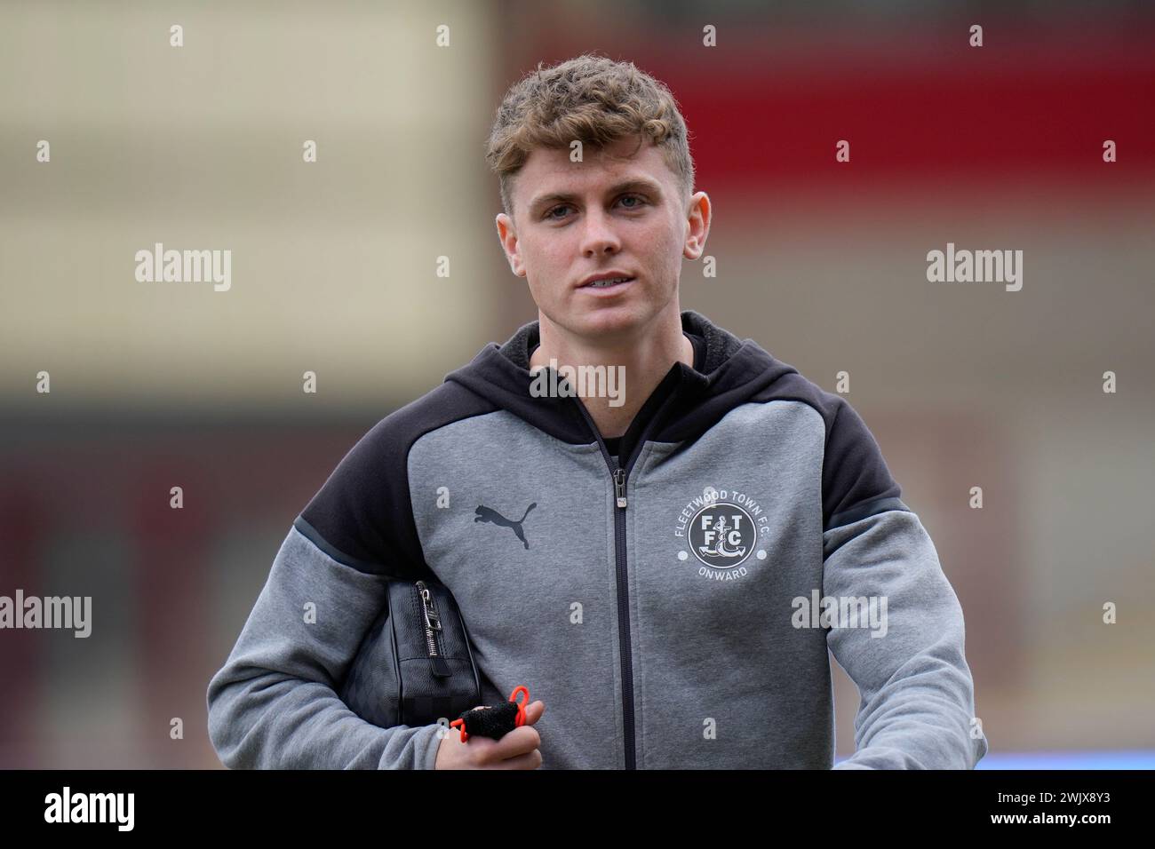 Gavin Kilkenny of Fleetwood Town arrives at the stadium before the Sky ...