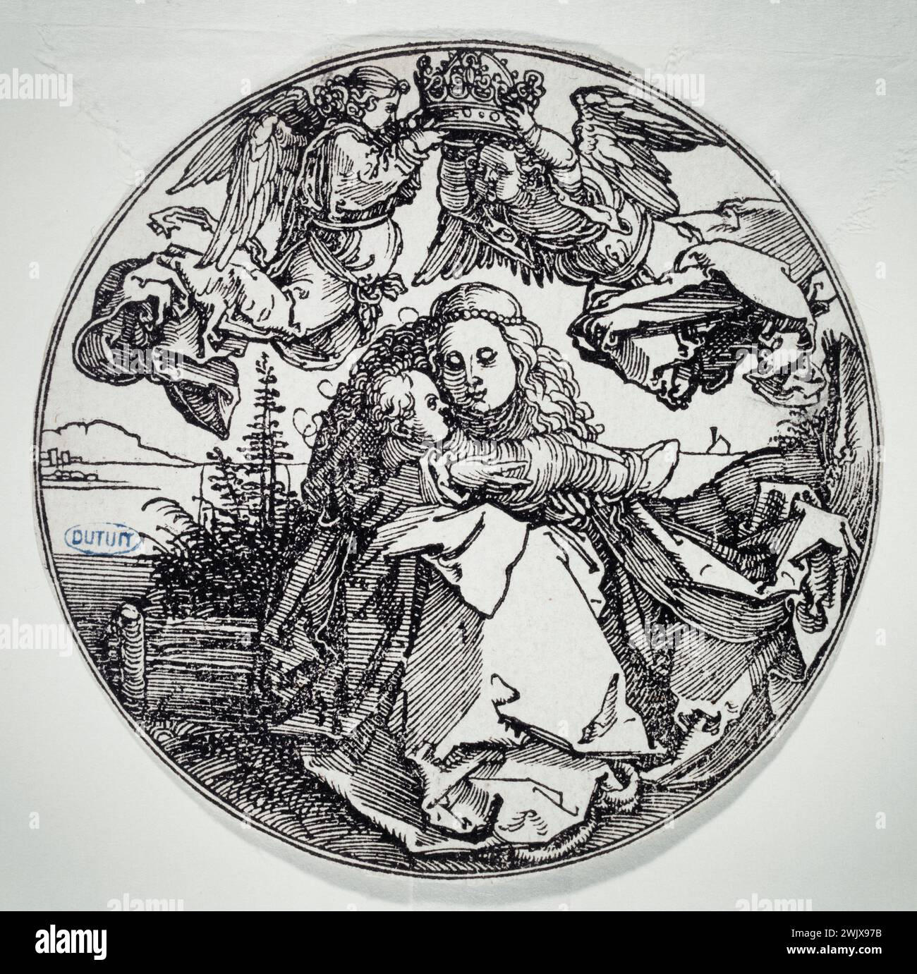 Albrecht Dürer (1471-1528). Virgin and child crowned by two angels ...