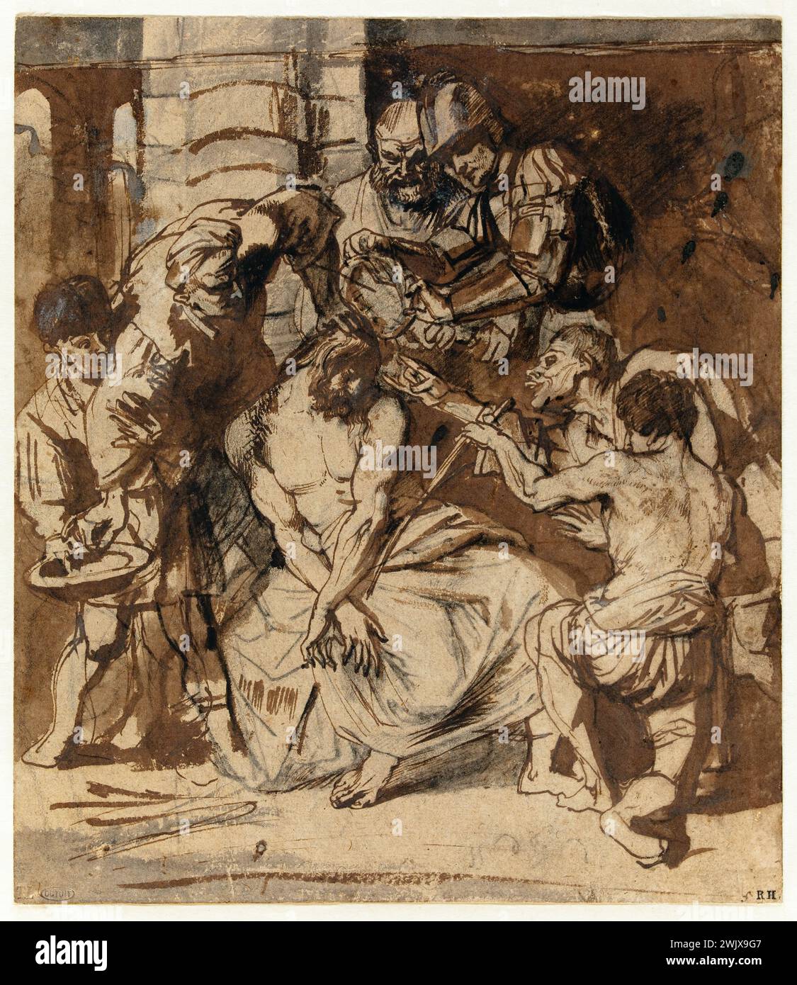 Anthonie Van Dyck (1599-1641). "The coronation of thorns". Black stone ...