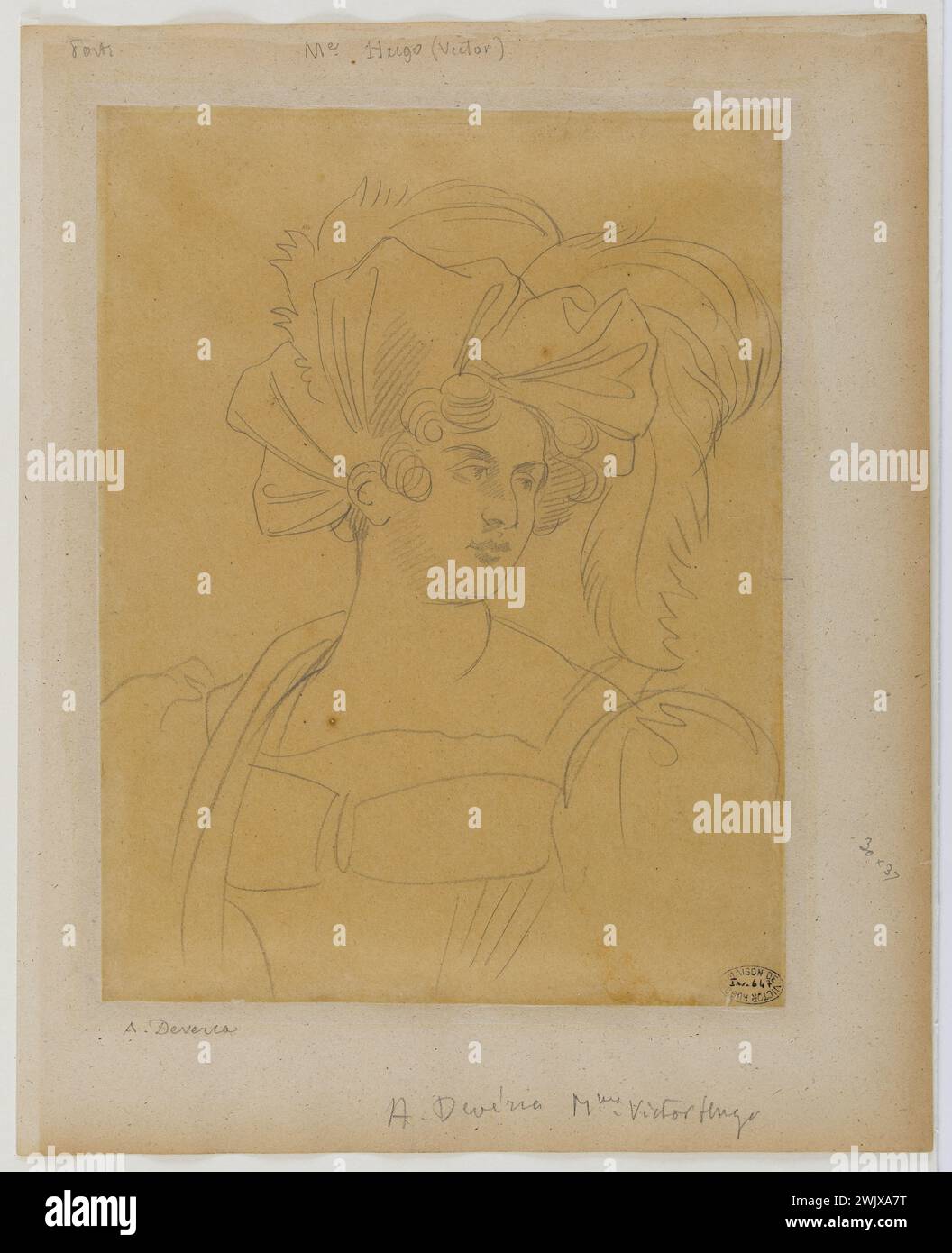 Achille Devéria 1800 1857 Mrs Hugo Graphite Pencil On Layer