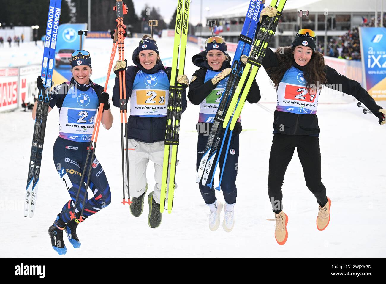 From left Sophie Chauveau, Justine Braisaz-Bouchet, Julia Simon, Lou ...