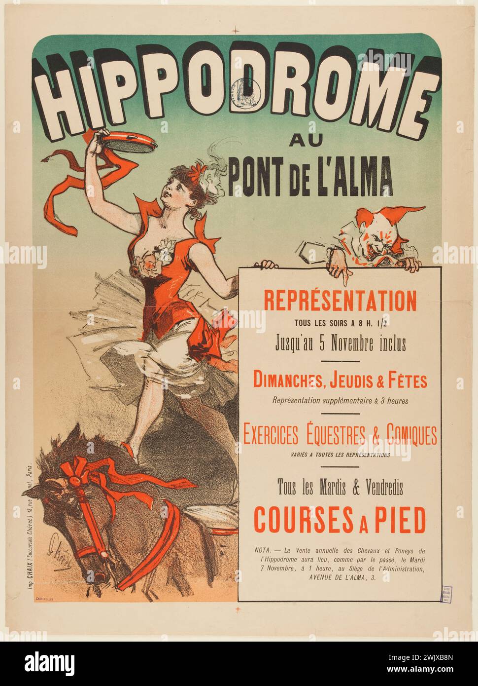 Jules Chéret (1836-1932). "Hippodrome, equestrian and comic exercises ...