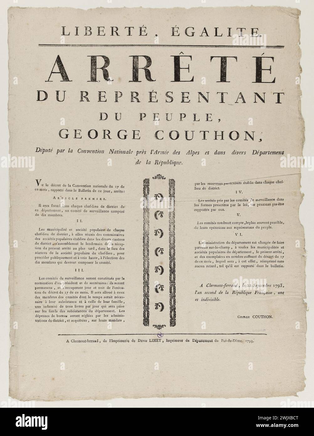 Anonymous. "Arrested of the representative of the George Couthon people ...