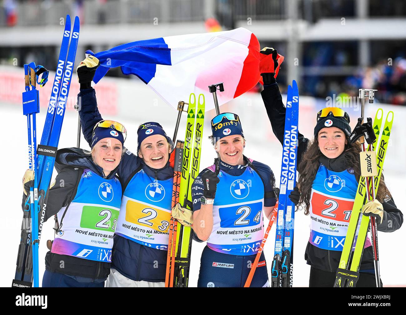From left Sophie Chauveau, Justine Braisaz-Bouchet, Julia Simon, Lou ...