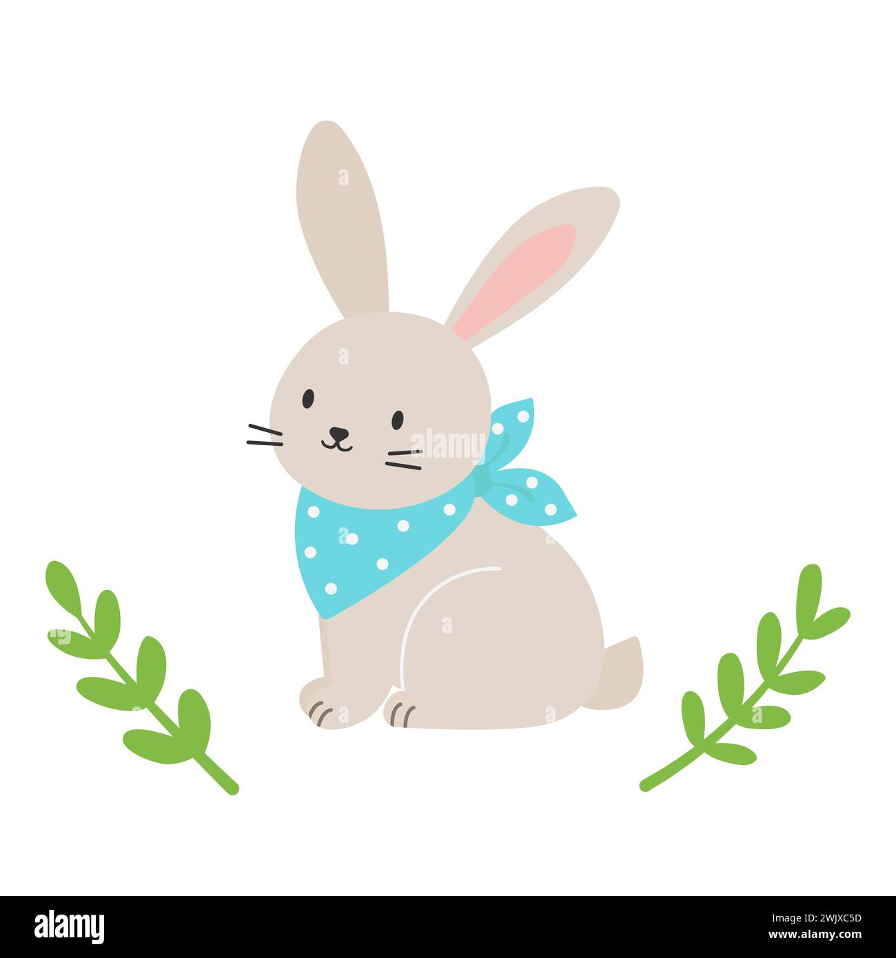 Cute bunny. Easter illustration. Flat vector illustration Stock Vector ...