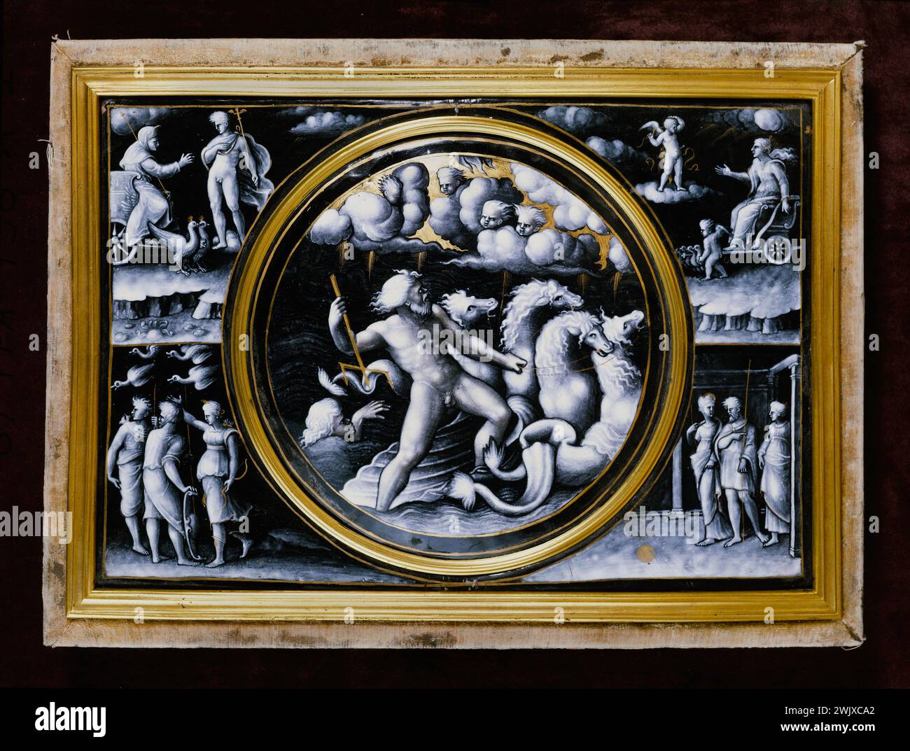 Attributed to Martial Ydeux. "Plaque - Neptune soothing the storm or ...