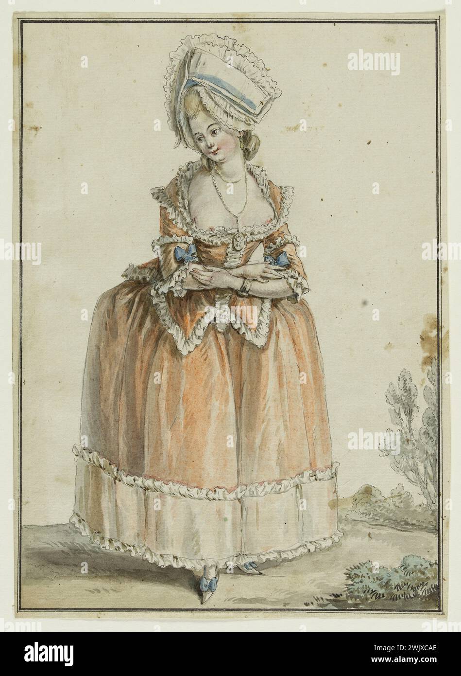 Pierre Thomas Leclerc (1740-APR. 1799). "Young woman". Black ink ...