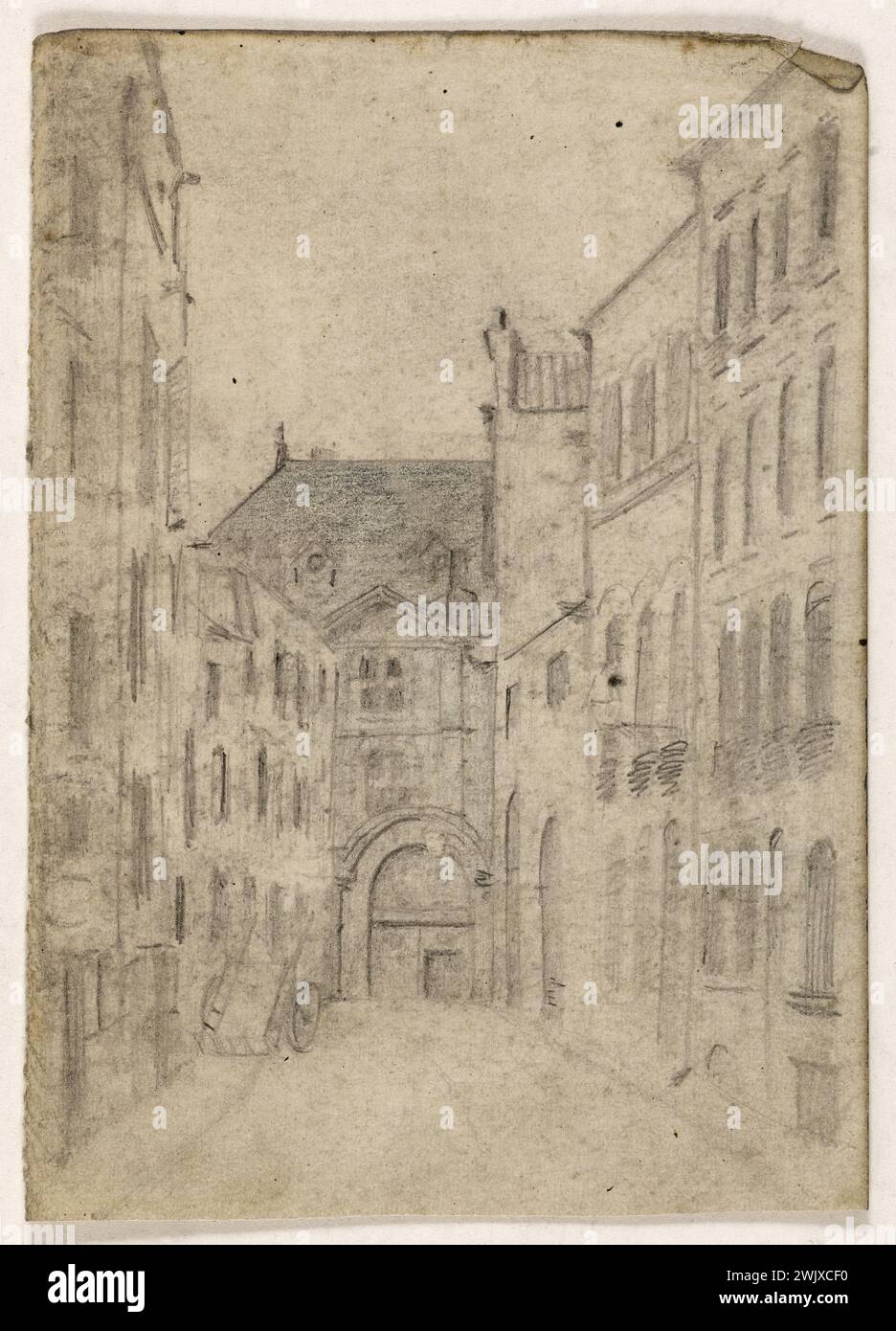 Arthur-Joseph Guéniot (1866-1951). Old door at the bottom of an alley ...