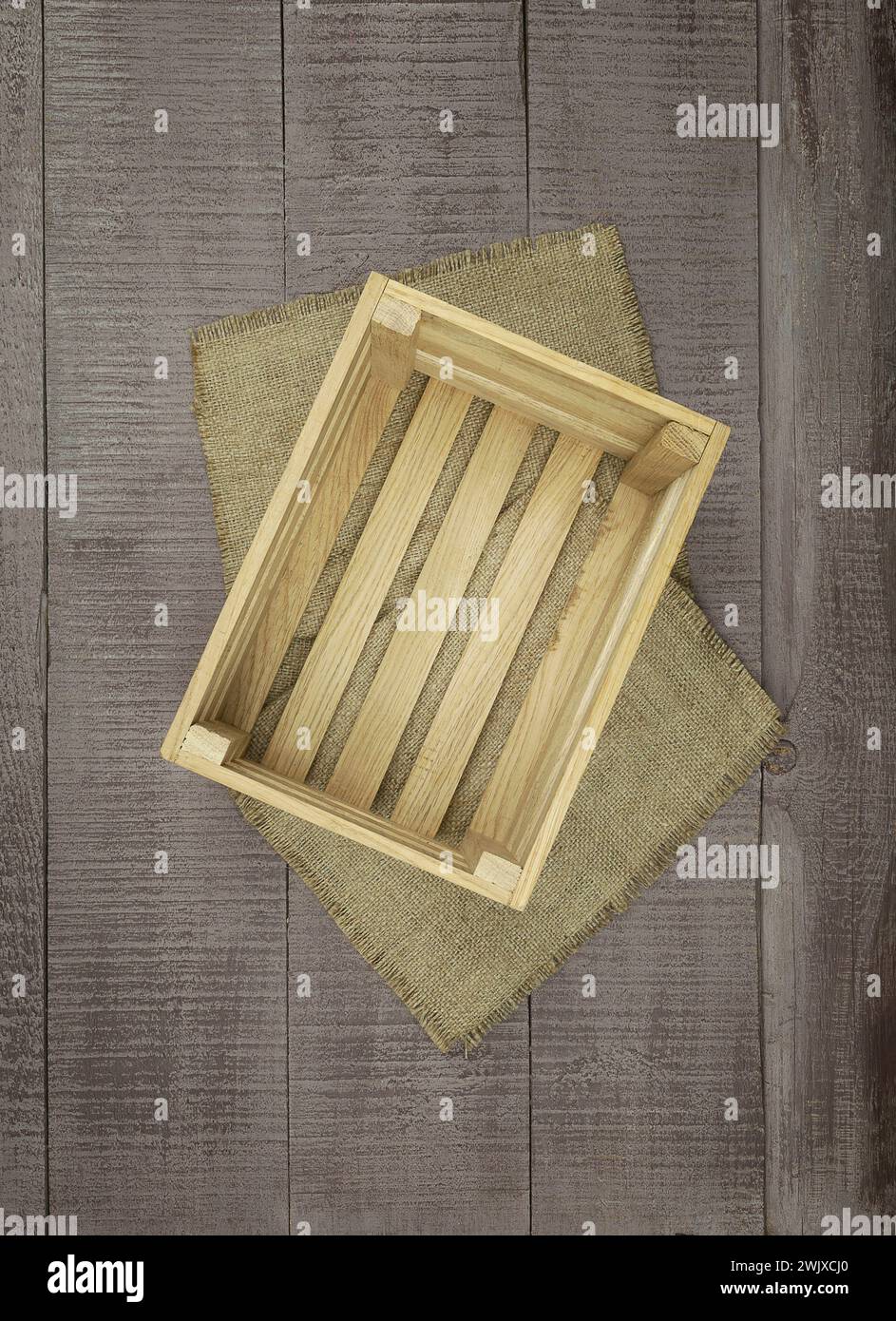 Empty wooden box. Farm crate from wood planks for fruits and vegetables ...