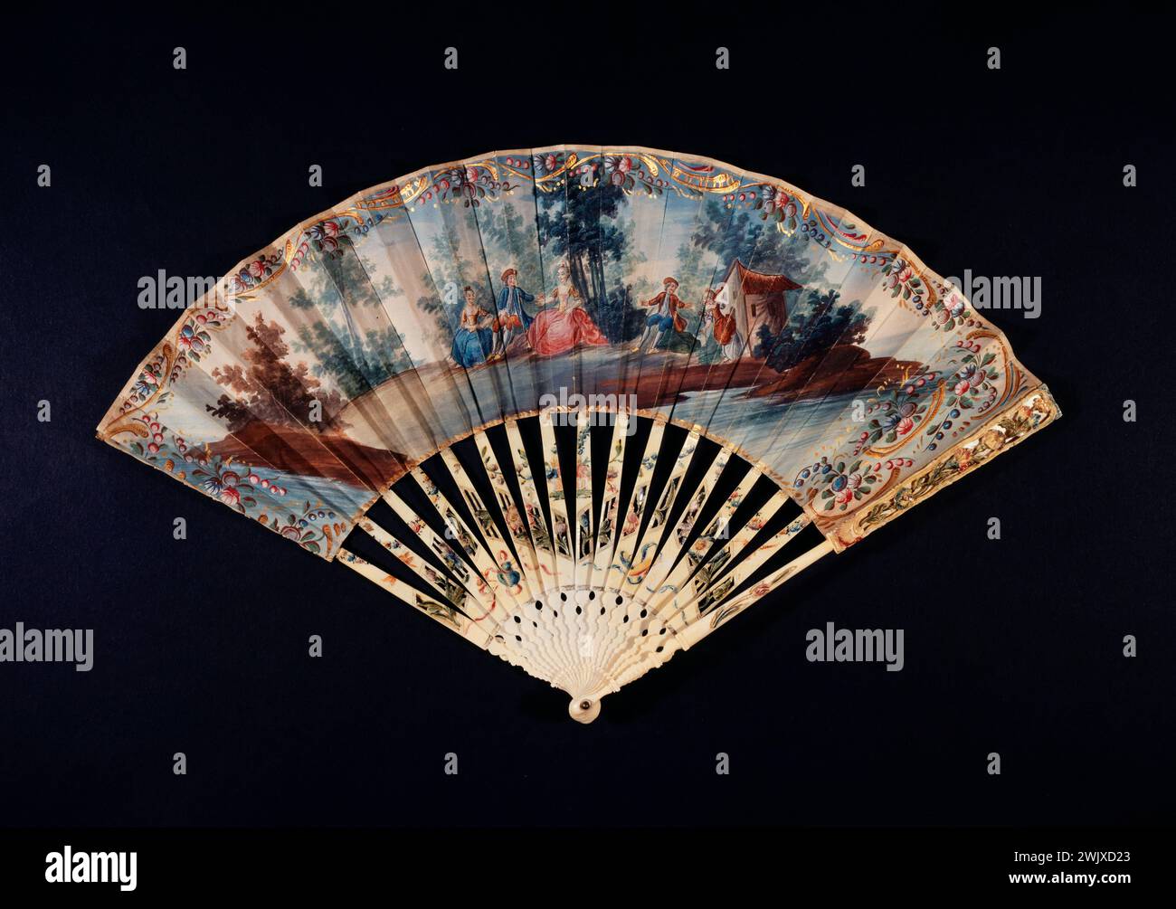 Anonymous. Pastoral scene (front), 18th century. Ventail. Paris ...