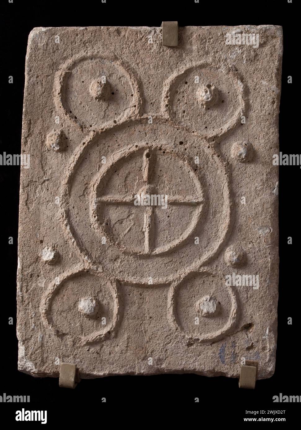 Anonymous (France). Sarcophagus foot panel, cross inscribed in a double ...