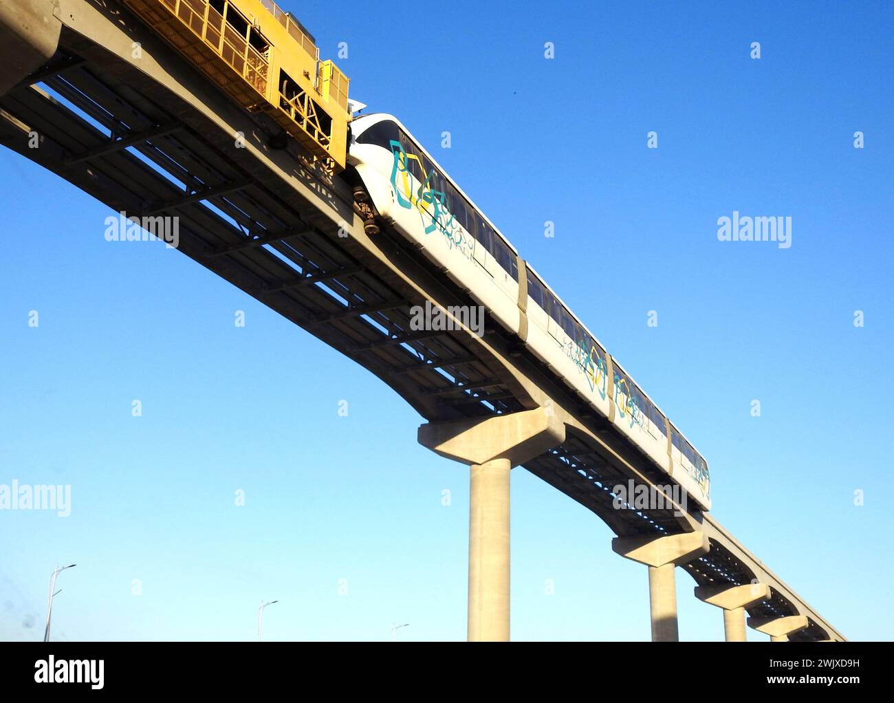 Cairo, Egypt, February 1 2024: installation of Egypt monorail vehicle ...