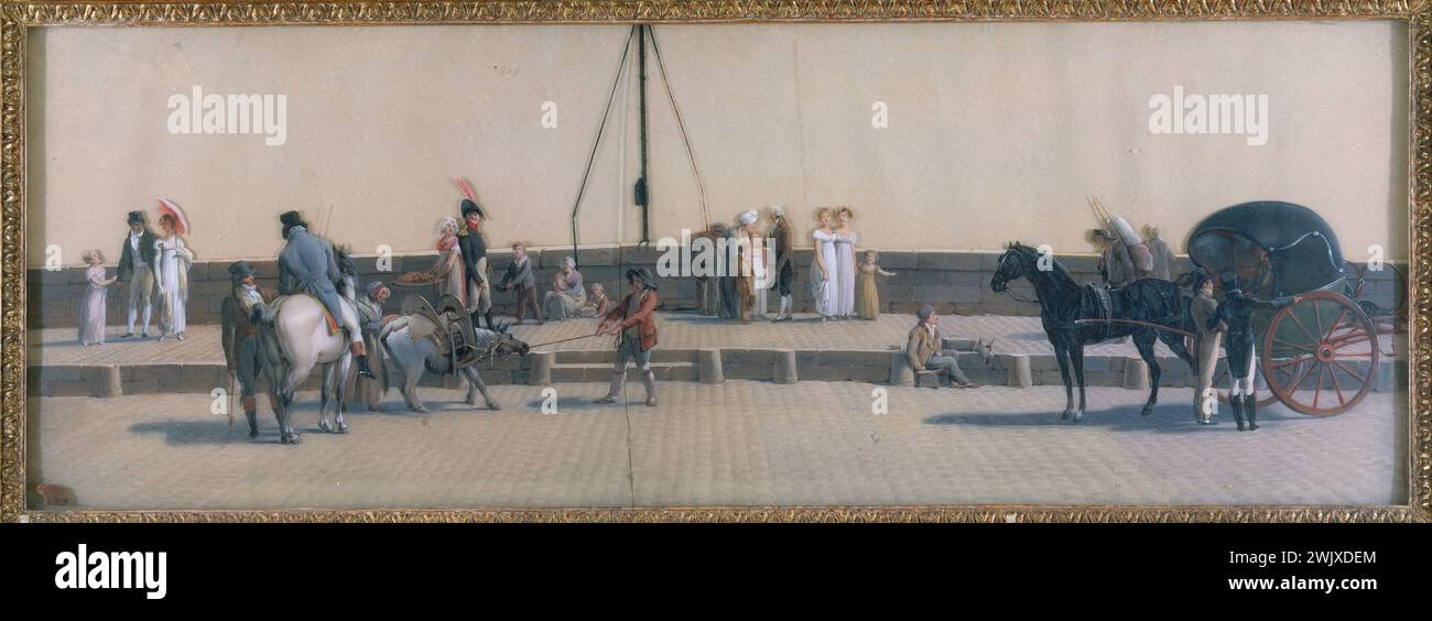 Louis-Léopold Boilly (1761-1845). "The passage of the royal bridge ...