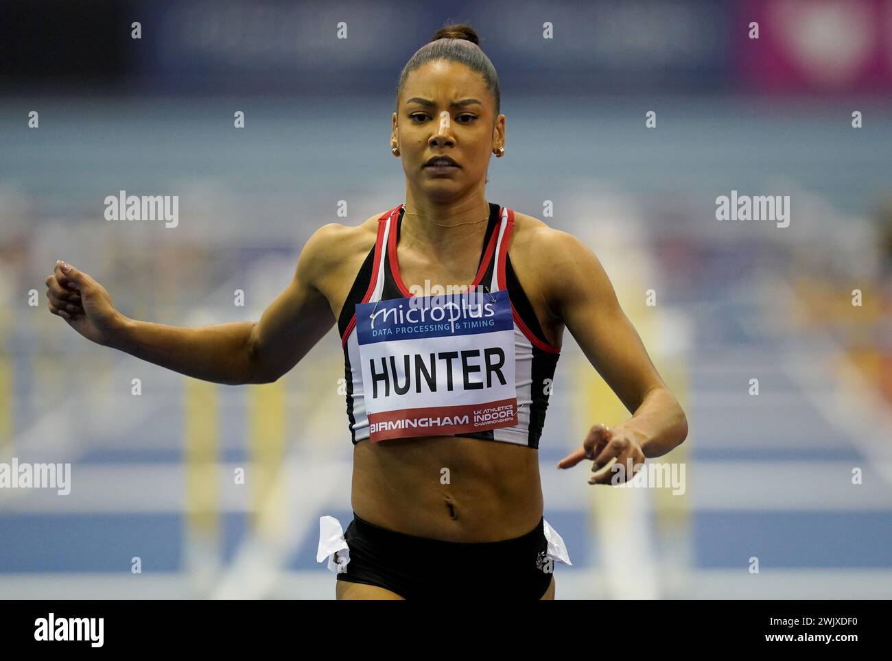 Jessica Hunter on her way to winning the 60 m Hurdles - Women Heat 4 ...