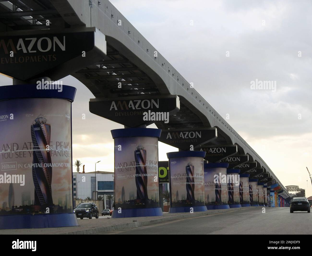 Cairo, Egypt, January 26 2024: Amazon developments, Hilton in diamond ...