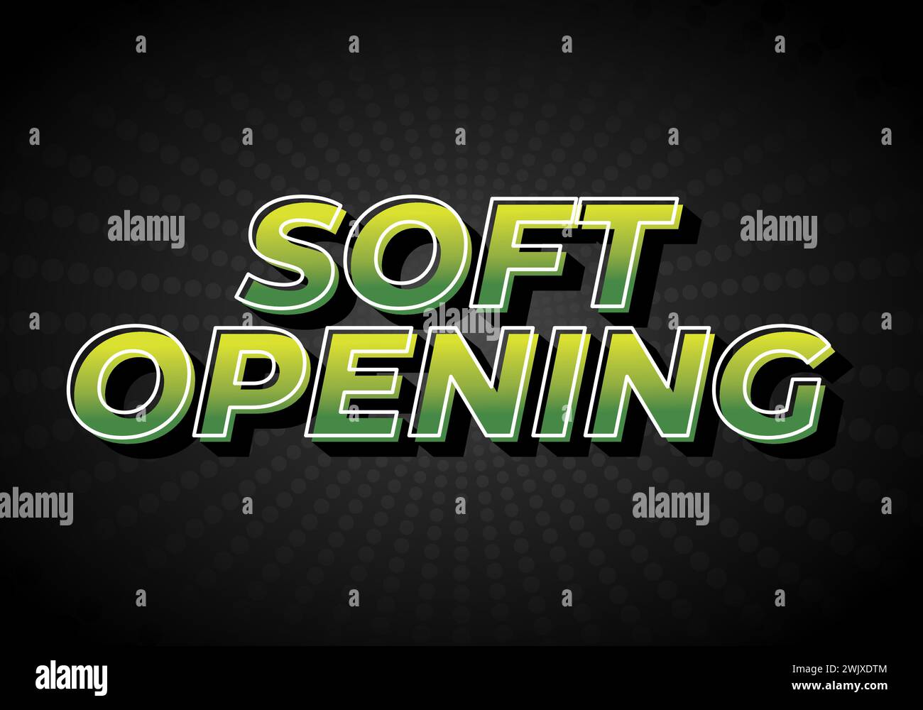 Soft opening. Text effect design in 3D look and eye catching colors ...