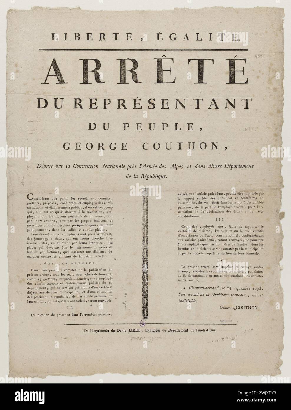Anonymous. "Arrested of the representative of the people George Couthon ...