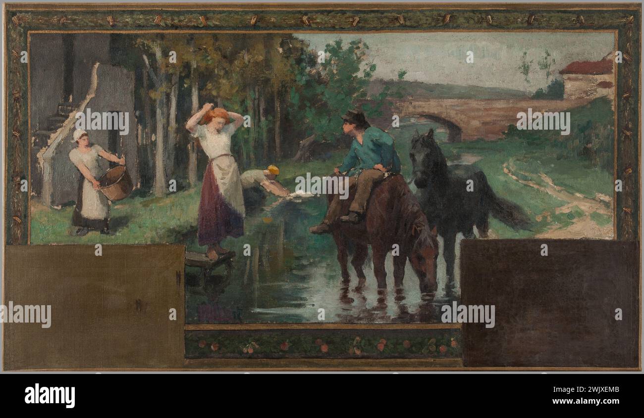 Paul-Albert Baudoin (1844-1931). "The drinker". Sketch for the town ...