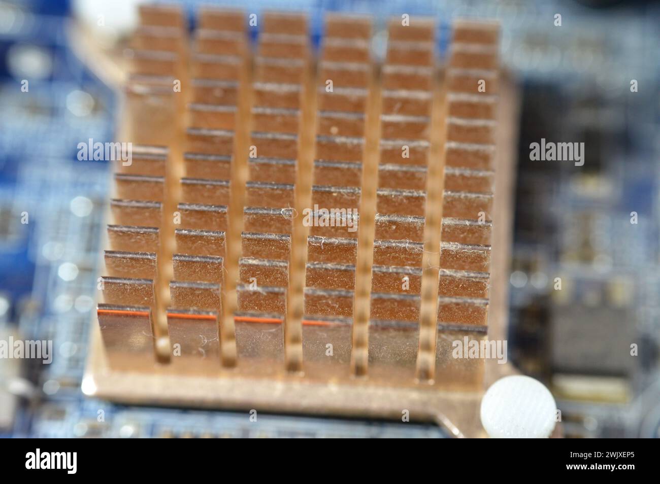 A closeup of a computer main board electronic motherboard, the main printed circuit board (PCB ...