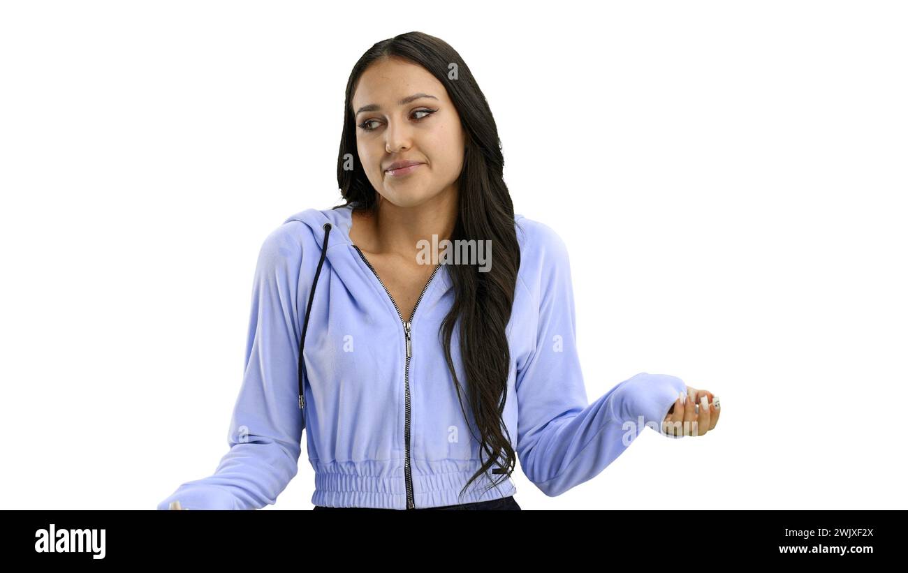 Woman shrug arms on hi-res stock photography and images - Alamy