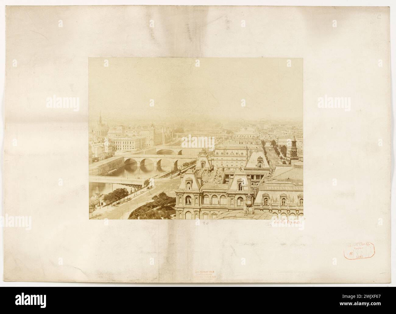 Seine perspective view from the roofs of the Paris City Hall. Paris ...