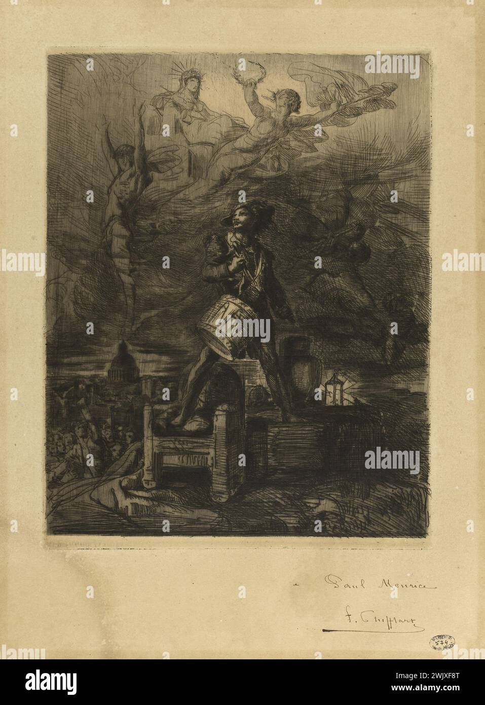 François-Nicolas Quantle (1825-1901). "The reminder". Eat, brown ink ...