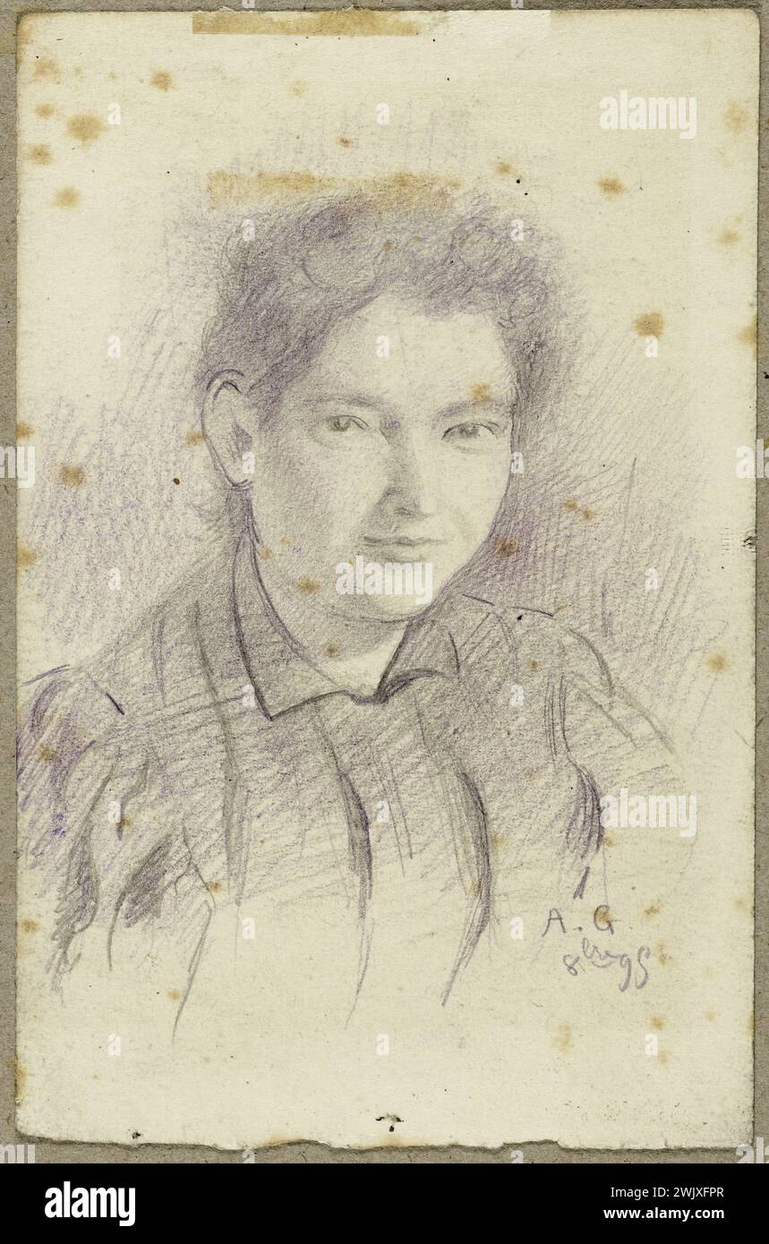 Arthur-Joseph Guéniot (1866-1951). Portrait of a woman in bust, three ...