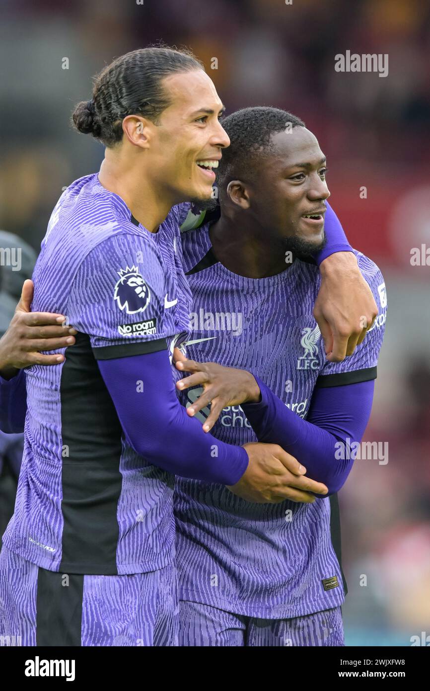 The Liverpool FC players celebrate at the end of their 4-1 win during ...