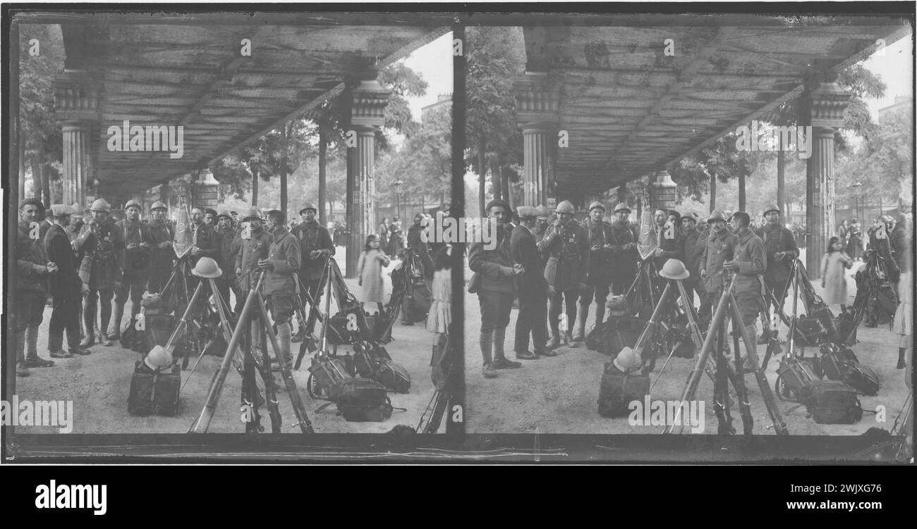 Group of soldiers under a metro gateway, Paris ". Photography by Lucien ...