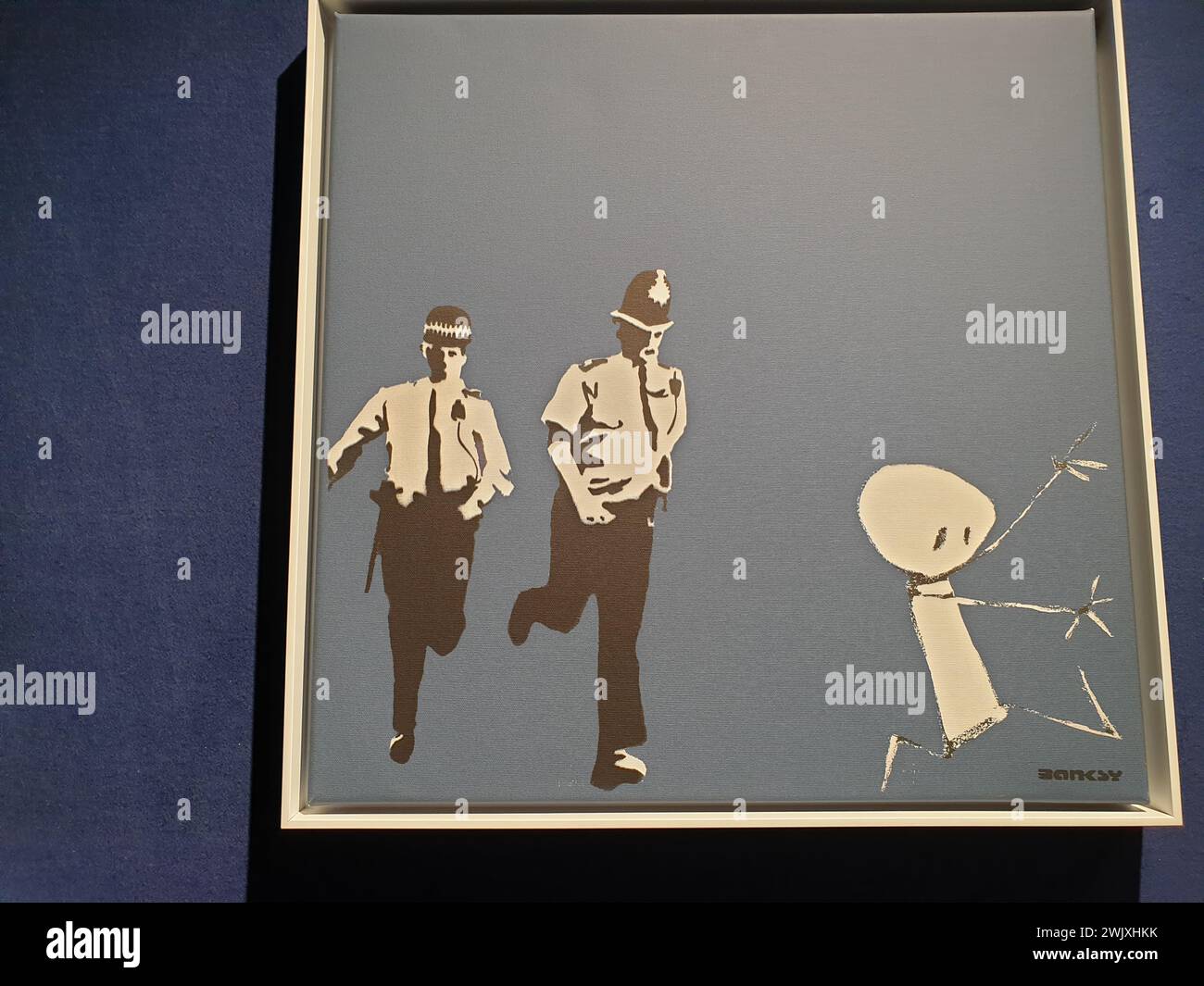 Artwork „Stick Police“ by Banksy in the exhibition „The mystery of ...
