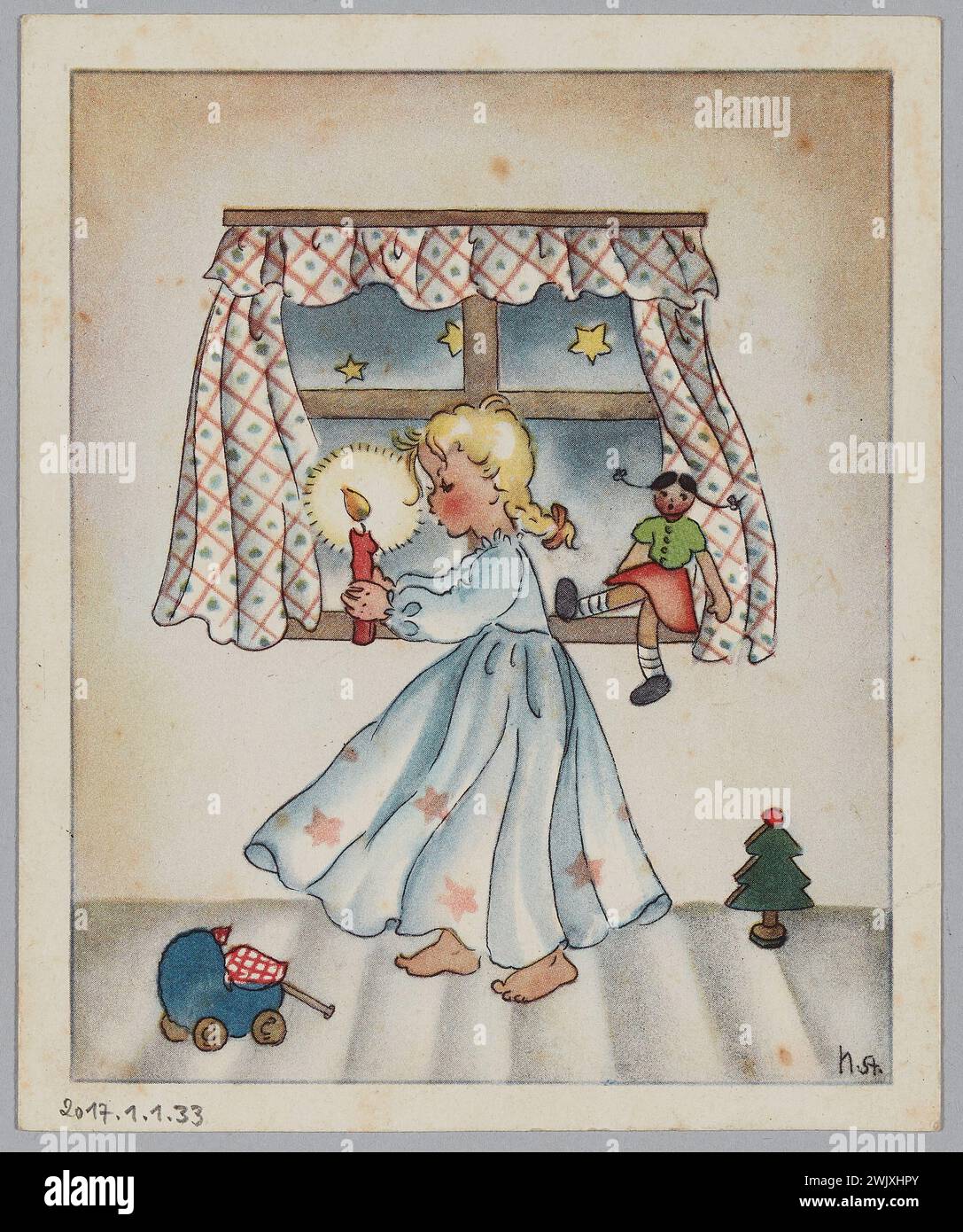Stechmann, Nora (n. - d.), Illustrated card addressed to a child ...