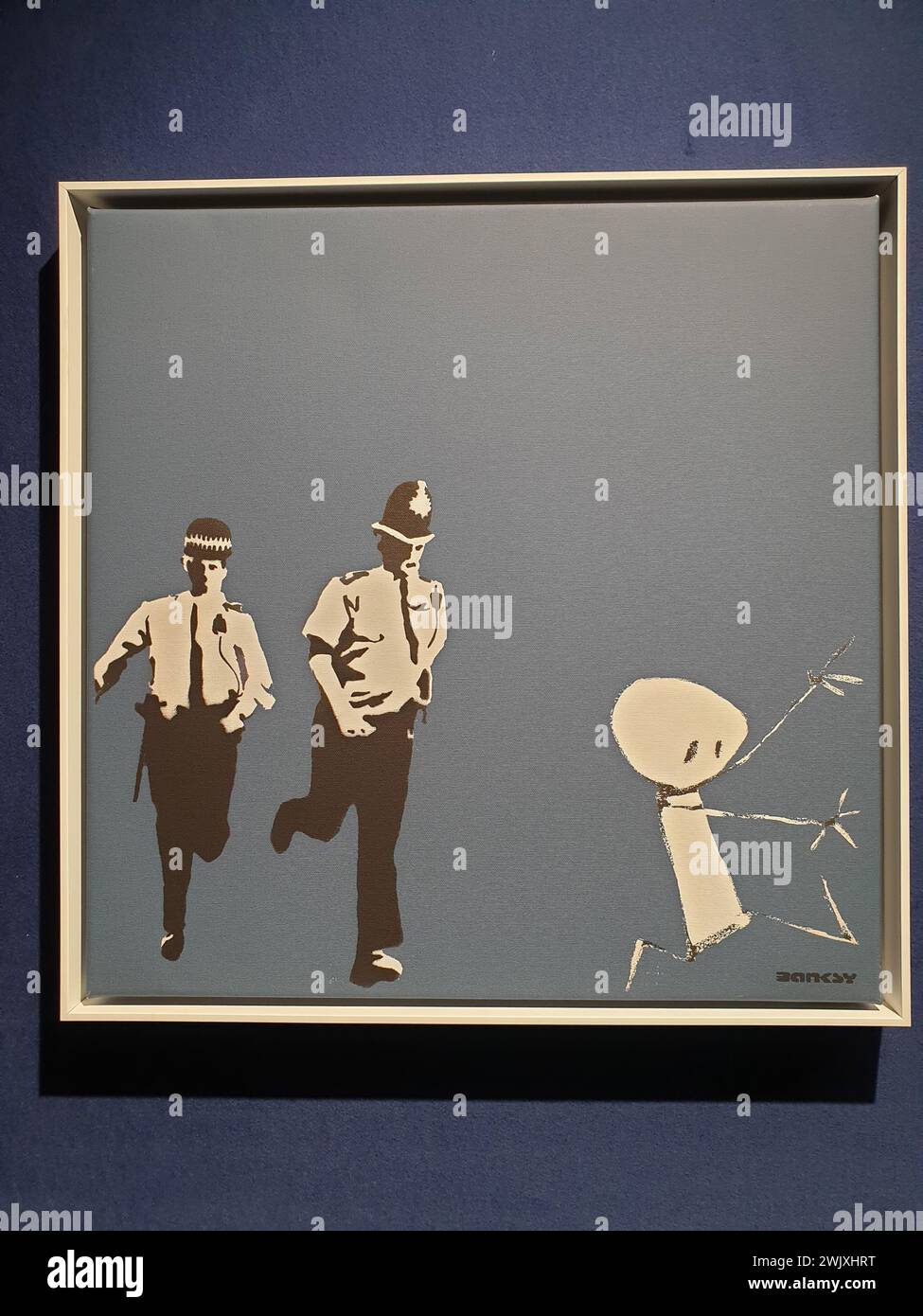 Artwork „Stick Police“ by Banksy in the exhibition „The mystery of ...
