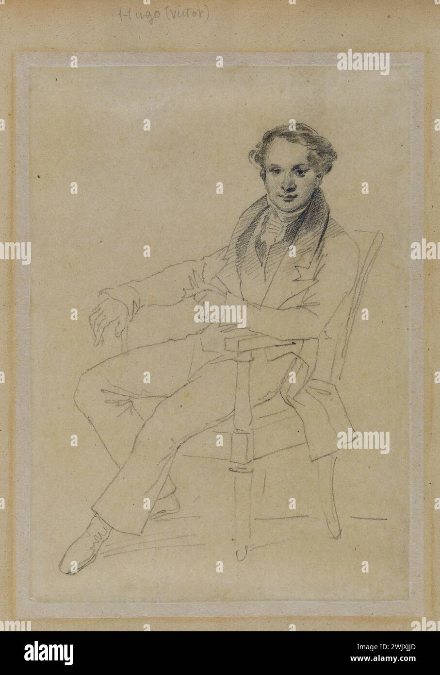 Achille Devéria (1800-1857). "Victor Hugo". Graphite pencil on layer ...