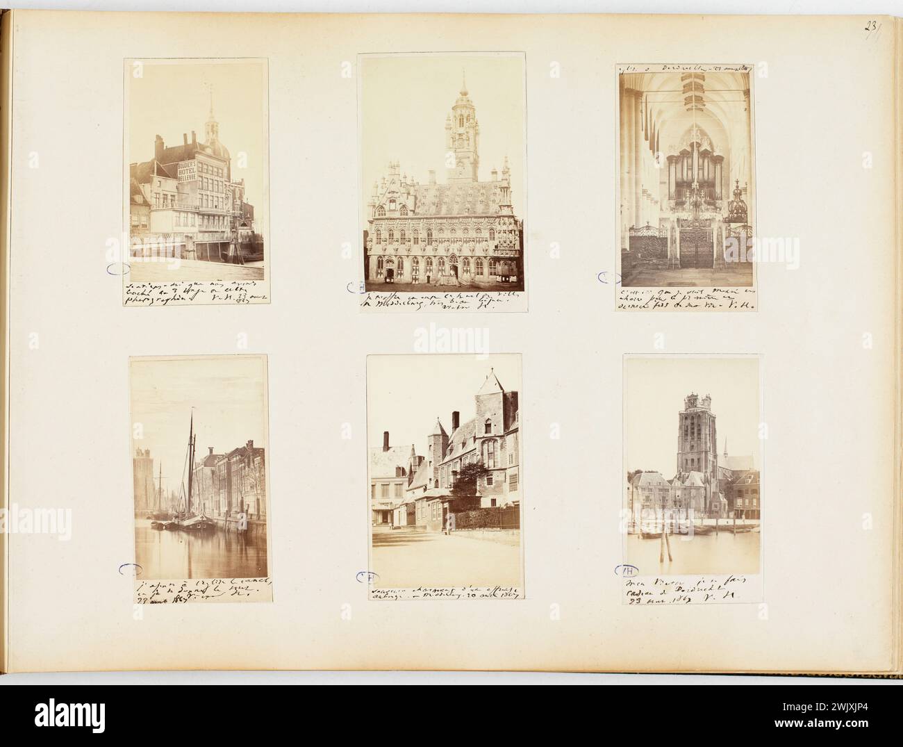 6 Middelburg photographs: the town hall and the abbey. Anonymous ...