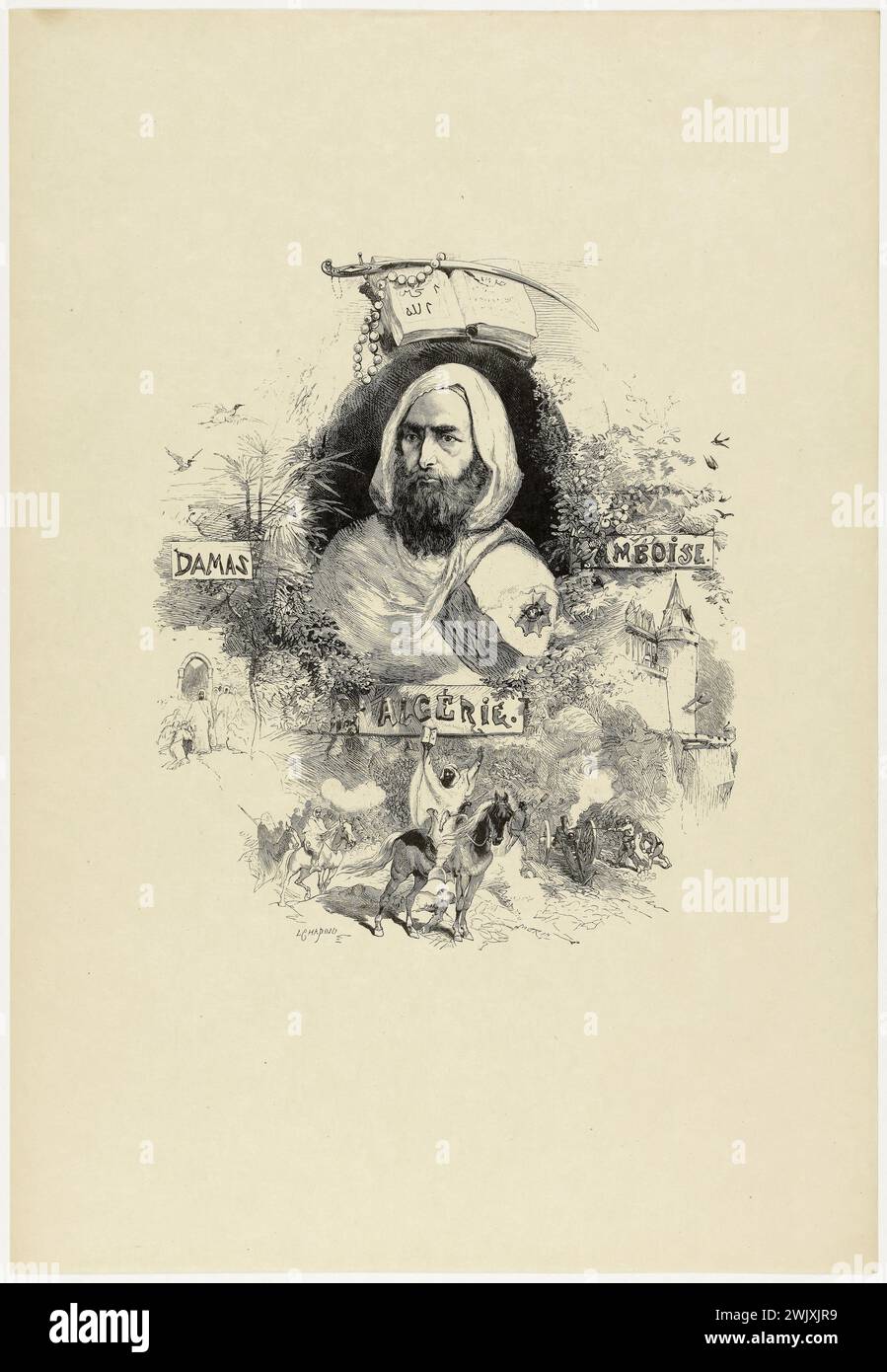 Edmond Morin (1824-1882). "The Emir Abd-el-Kader". Bois, 1879. Museum ...