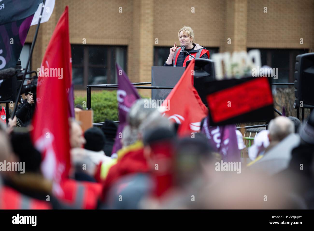 Port Talbot, Wales, UK. 17th Feb 2024. Sharon Graham, General Secretary ...
