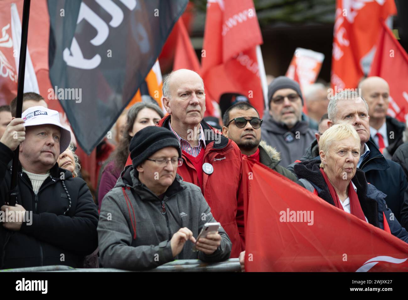 Port Talbot, Wales, UK. 17th Feb 2024. Attendees at the rally and march ...