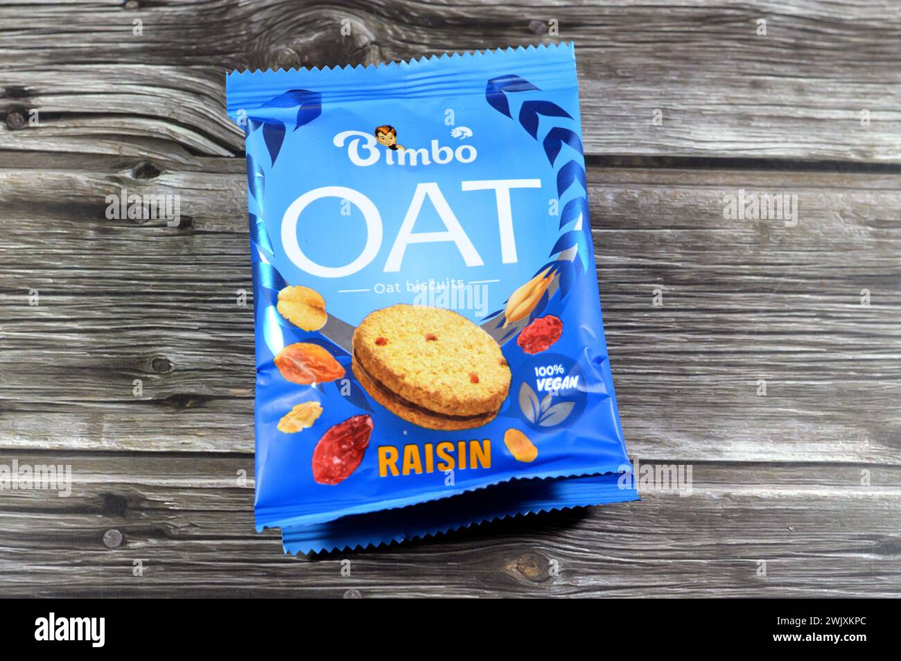 Cairo, Egypt, February 12 2024: Bimbo Oat Biscuits with Raisin and ...