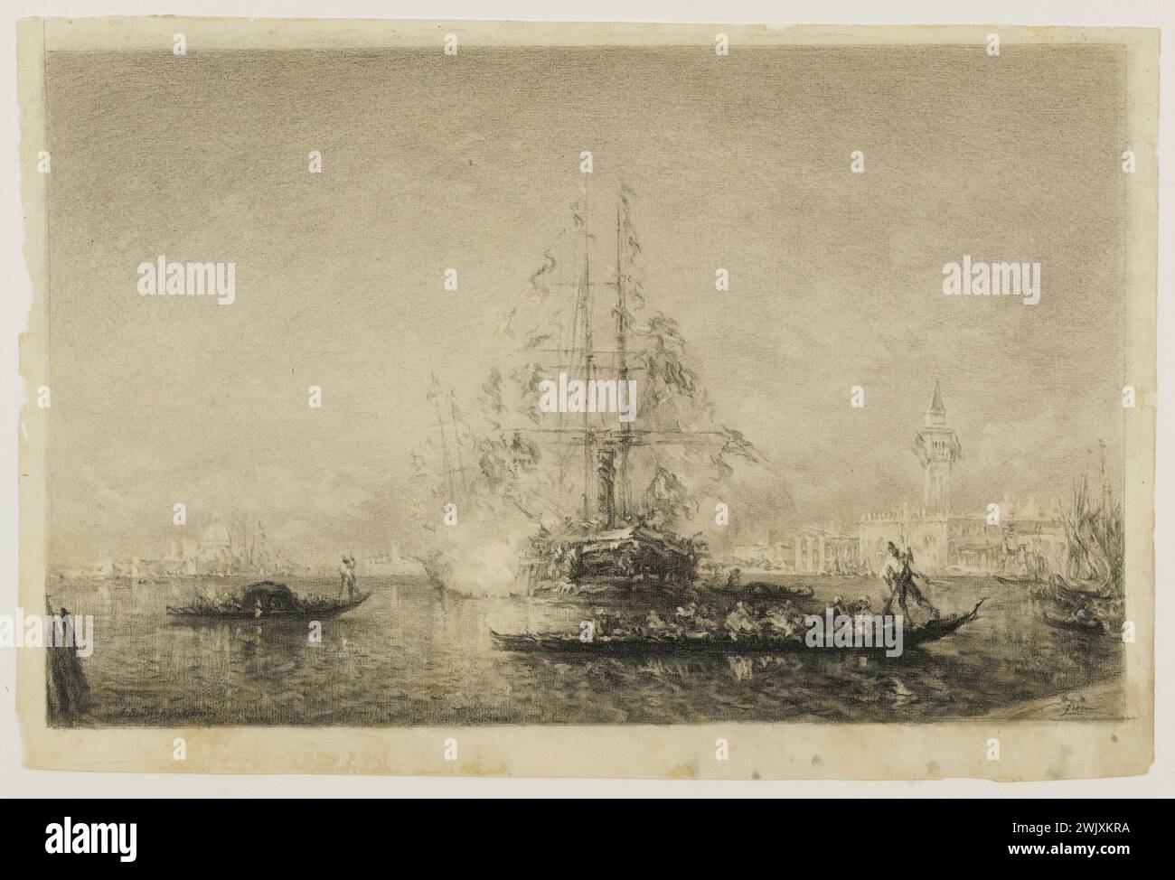 Alfred-Louis Brunet-Debaines (1845-1939) after a painting by Félix Ziem ...